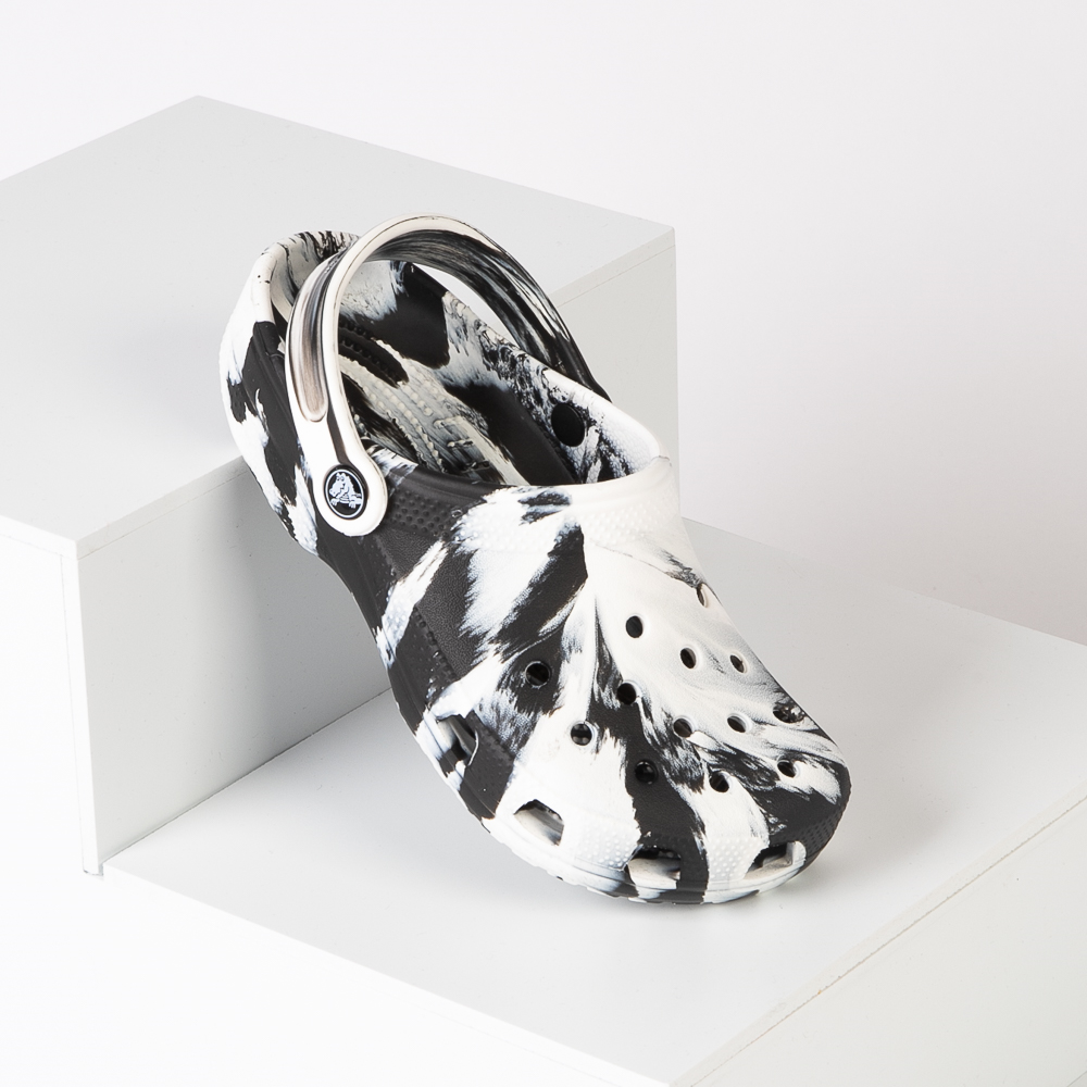 Crocs Classic Clog Little Kid Big Kid Marbled Black White