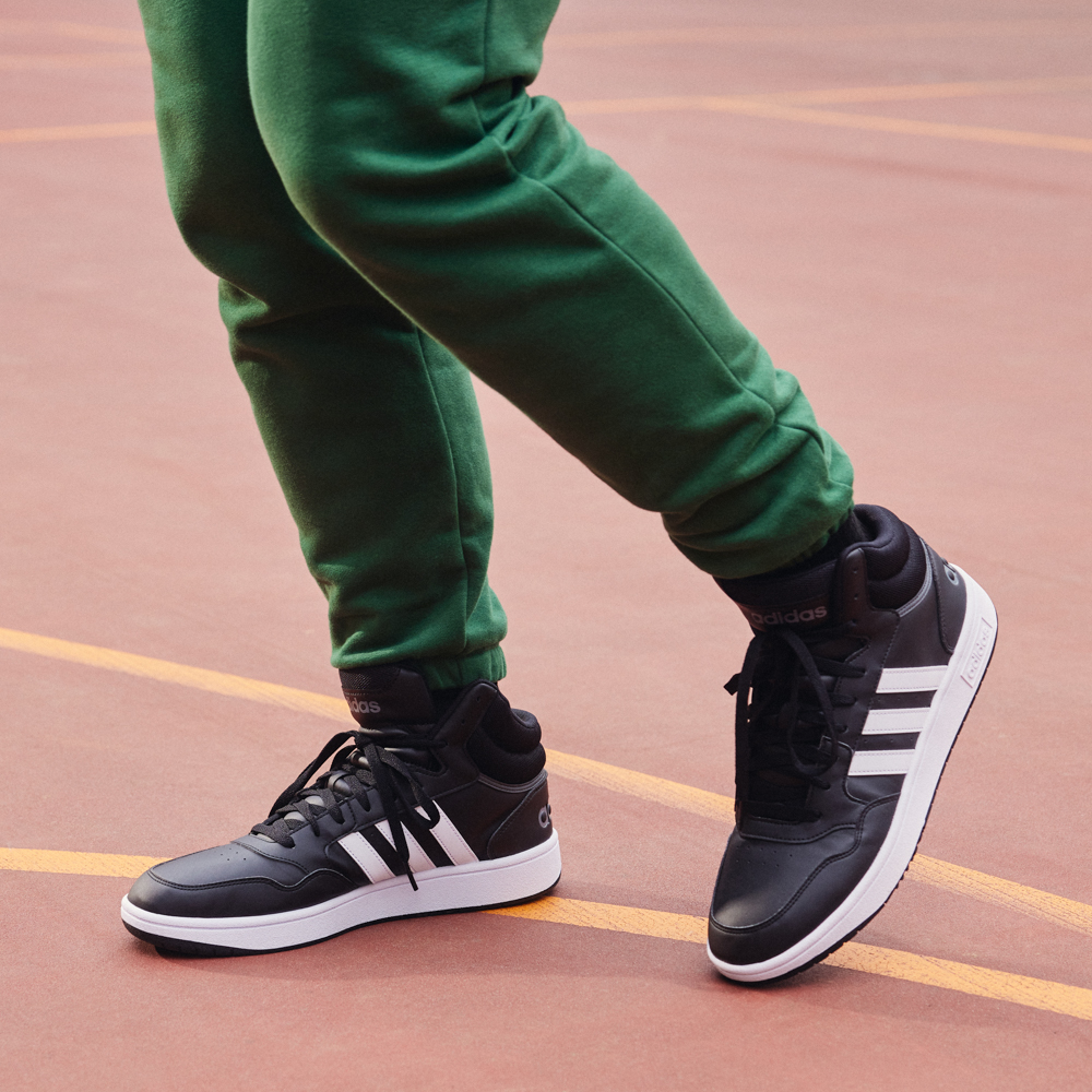 Mens adidas Hoops 3.0 Mid Classic Vintage Athletic Shoe - Core Black ...