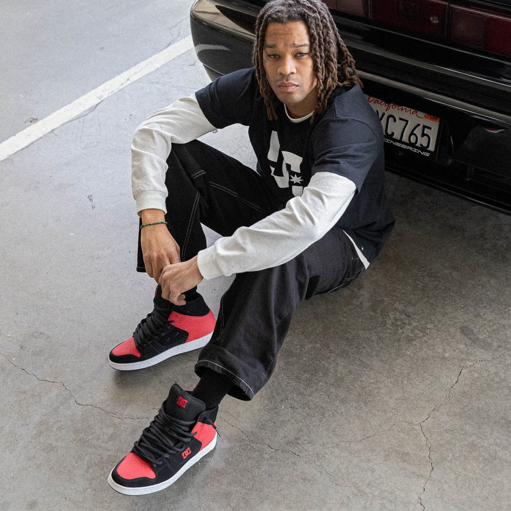 Mens DC Manteca 4 Hi Skate Shoe - Black / Red | Journeys