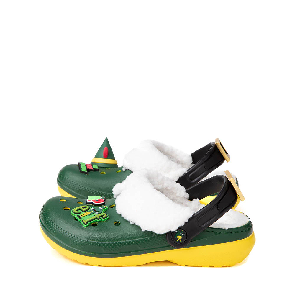 Elf x Crocs Classic Fuzz-Lined Clog - Little Kid / Big Kid - Dark Green ...