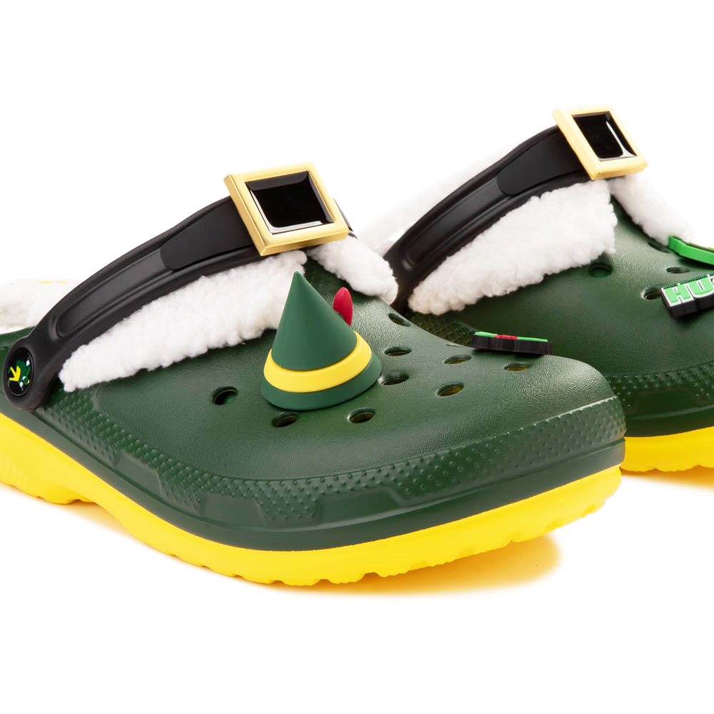Elf x Crocs Classic Fuzz-Lined Clog - Little Kid / Big Kid - Dark Green ...