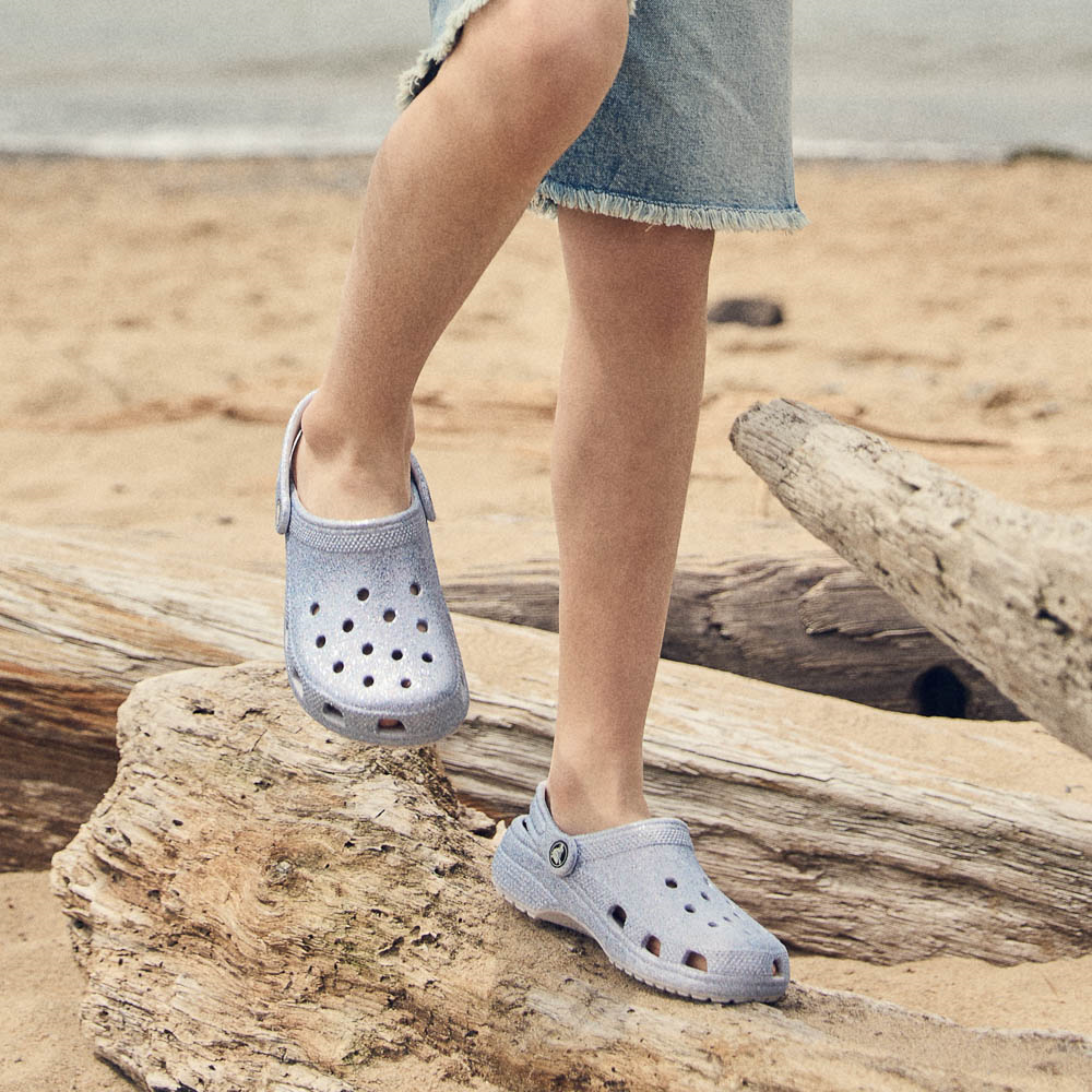 Crocs Classic Glitter Clog - Little Kid / Big Kid - Frosted Purple ...