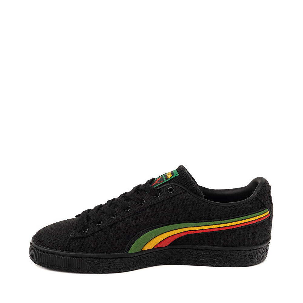 Mens PUMA Suede Hemp Athletic Shoe - Black / Pop Red / Yellow / Alpine ...