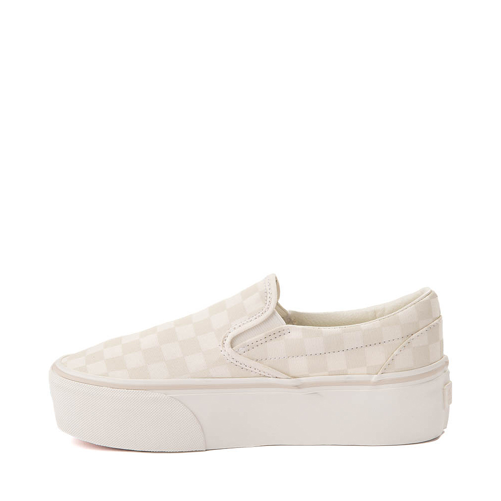 Vans Classic Slip-On Stackform Checkerboard Skate Shoe - Marshmallow White / Turtledove White ...