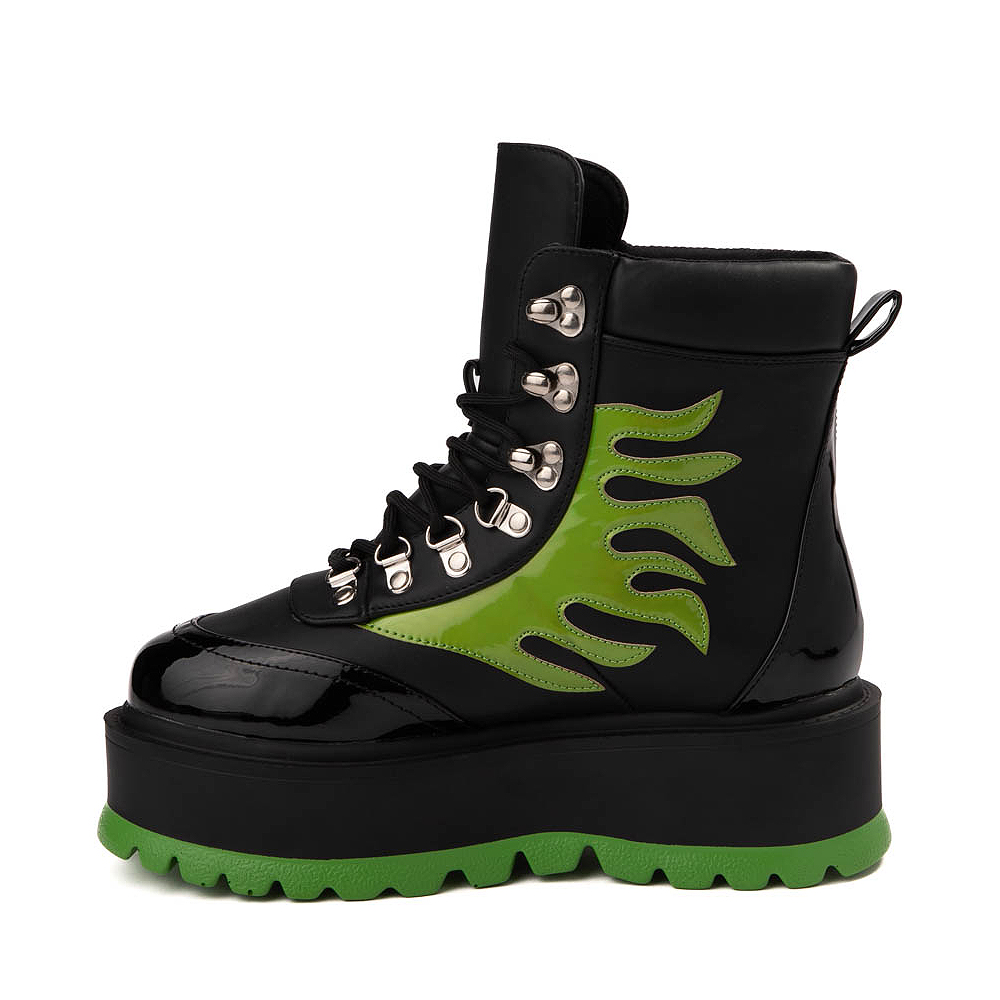 Womens KOI Footwear Cha Cha Cha Platform Flame Boot - Black / Green ...
