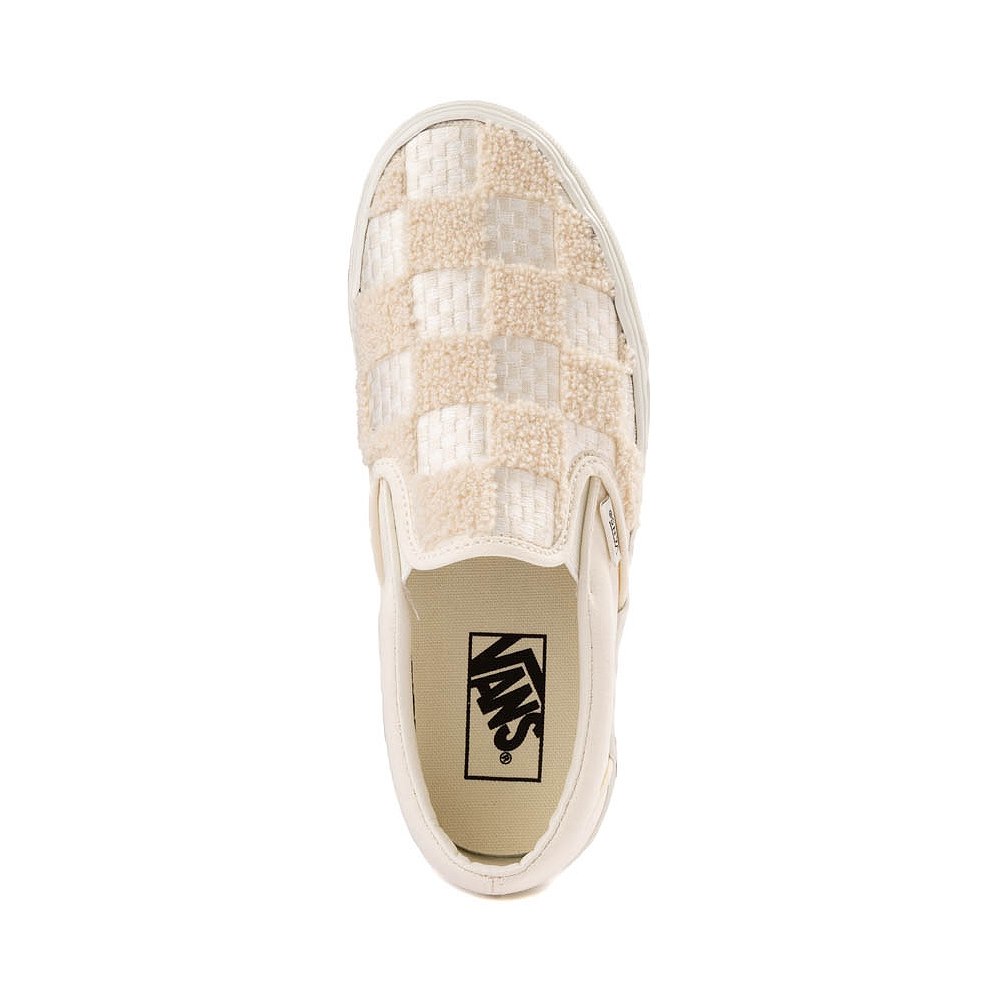 Vans Classic Slip-On Tufted Checkerboard Skate Shoe - Marshmallow ...