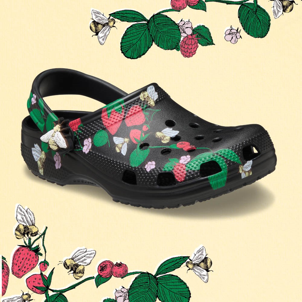 Crocs Classic Berries & Bees Clog - Black | Journeys